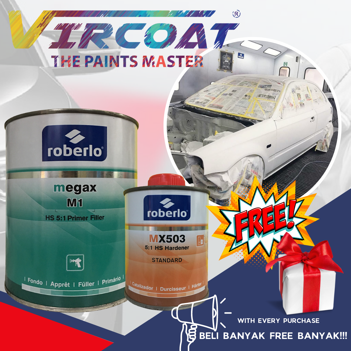 ROBERLO MEGAX M1 X5 PRIMER 5:1 & HARDENER (LIGHT GREY/ DARK GREY)